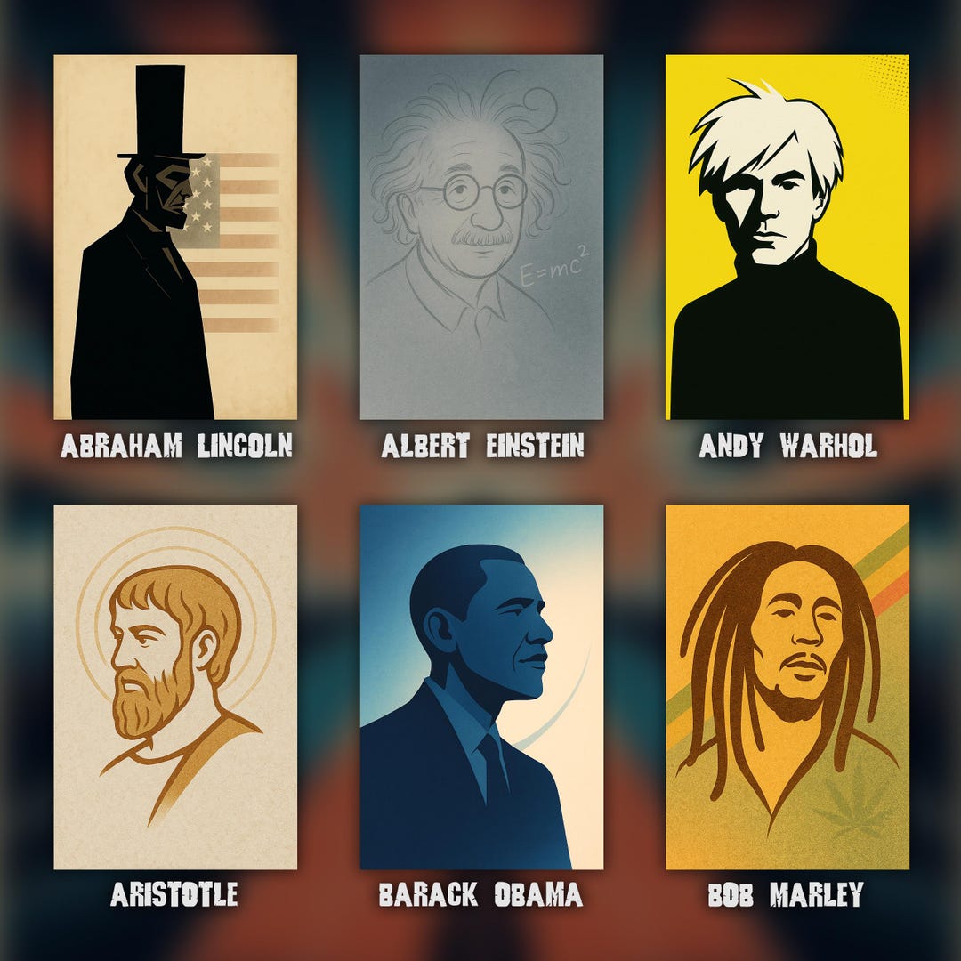Stylized HISTORICAL FIGURES Poster Collection – Ready to Print - Etsy