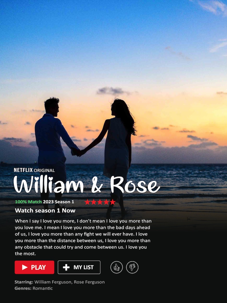 Custom Netflix Poster for Couples | Personalized Relationship Art Print ...