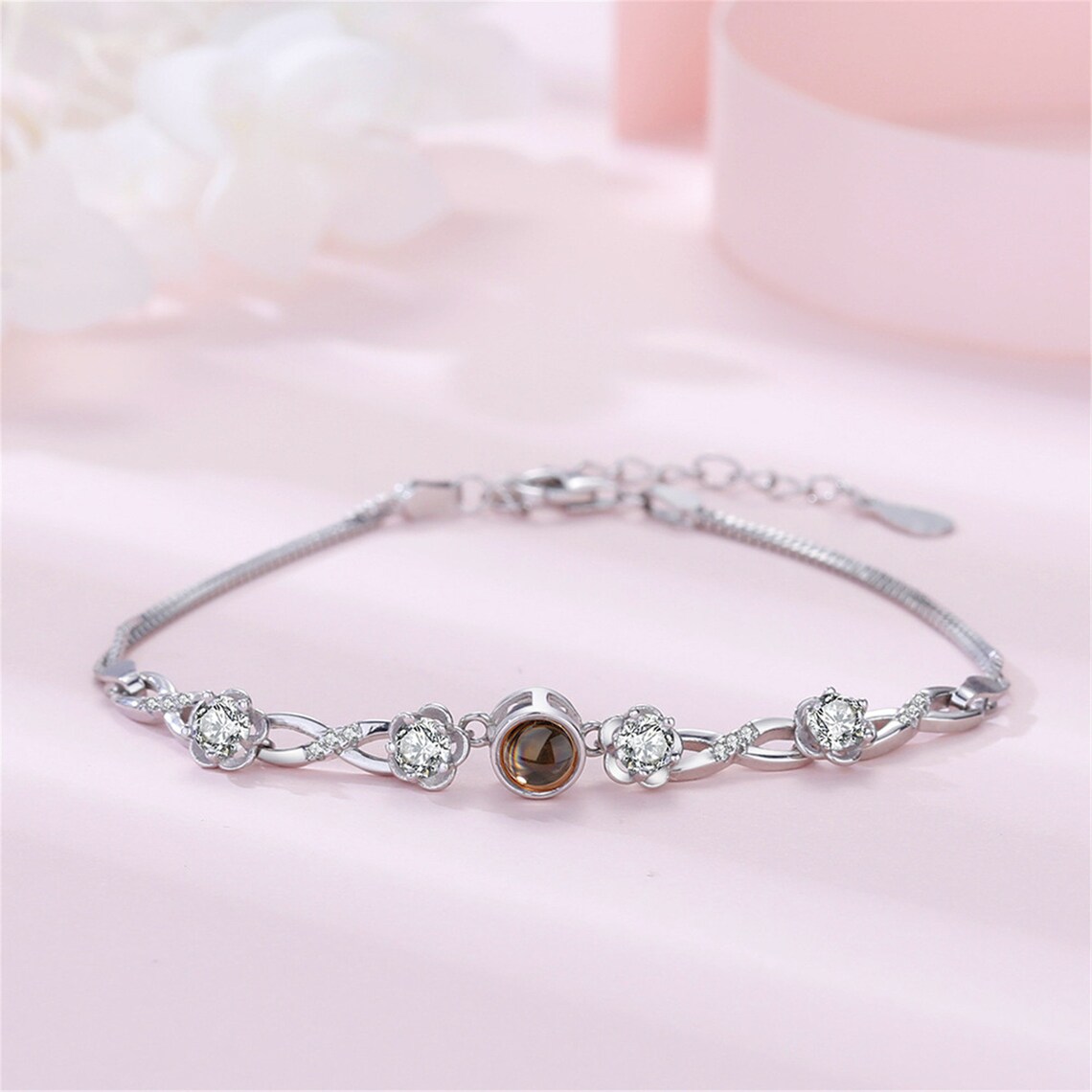 Sterling Silver Personalised Photo Projection Bracelet,custom Bracelet ...