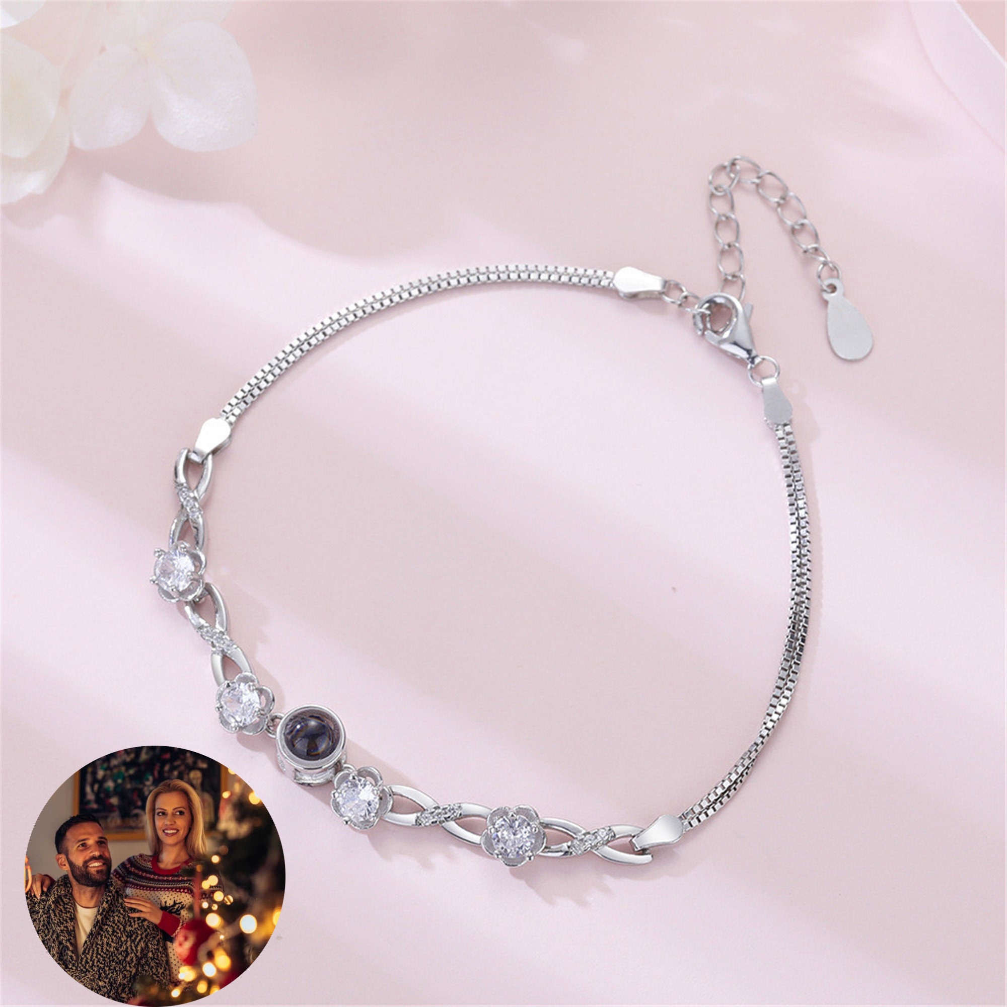 Sterling Silver Personalised Photo Projection Bracelet,custom Bracelet ...