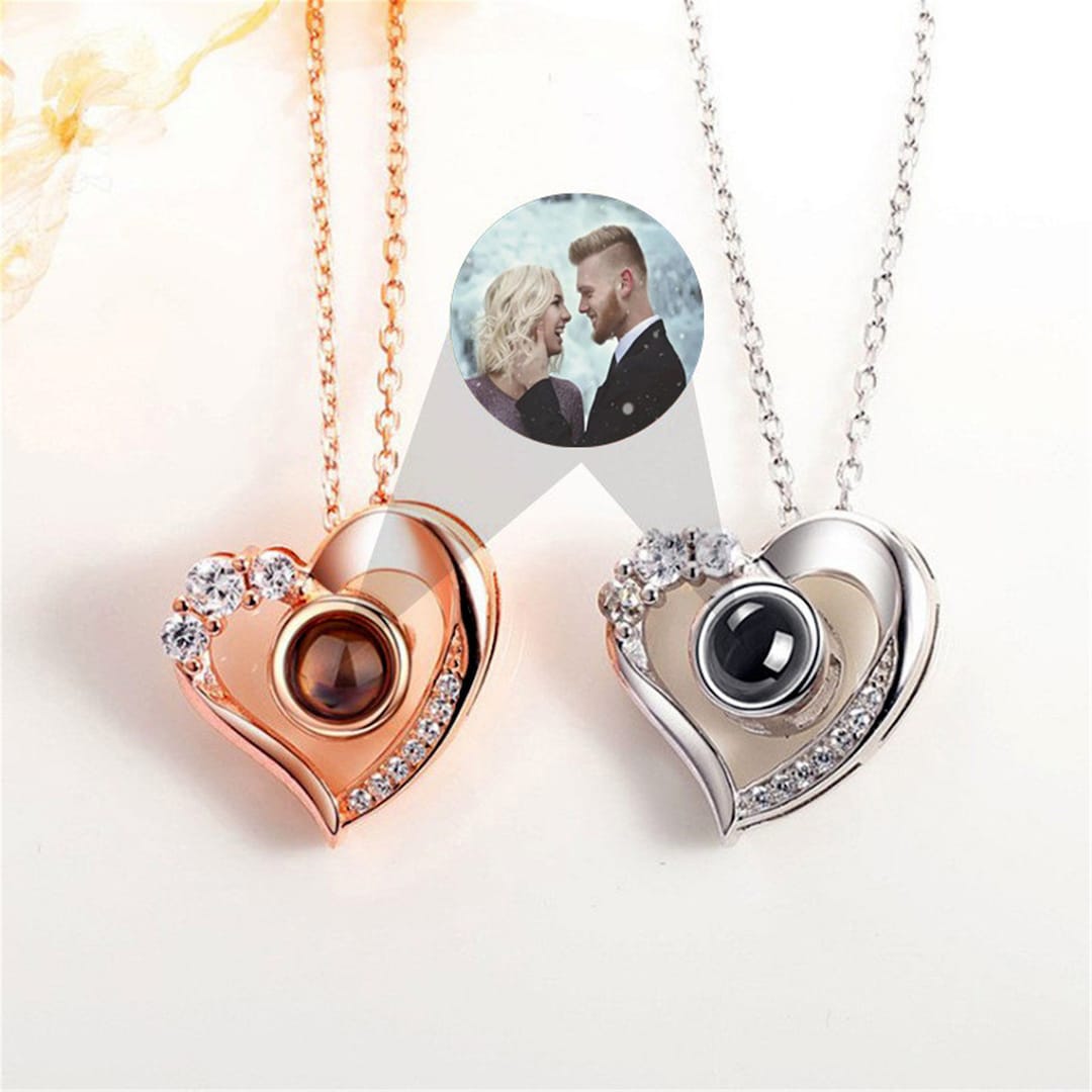 Projection Photo Necklace,925 Sterling Silver Personalized Picture ...