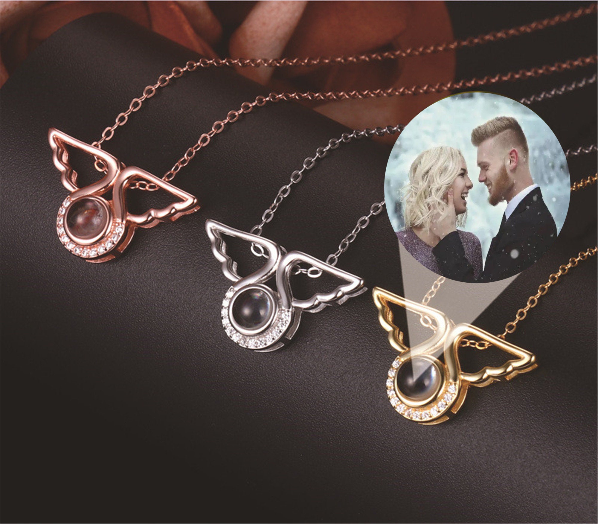 Angel Wing Projection Photo Necklacesterling Silver - Etsy UK