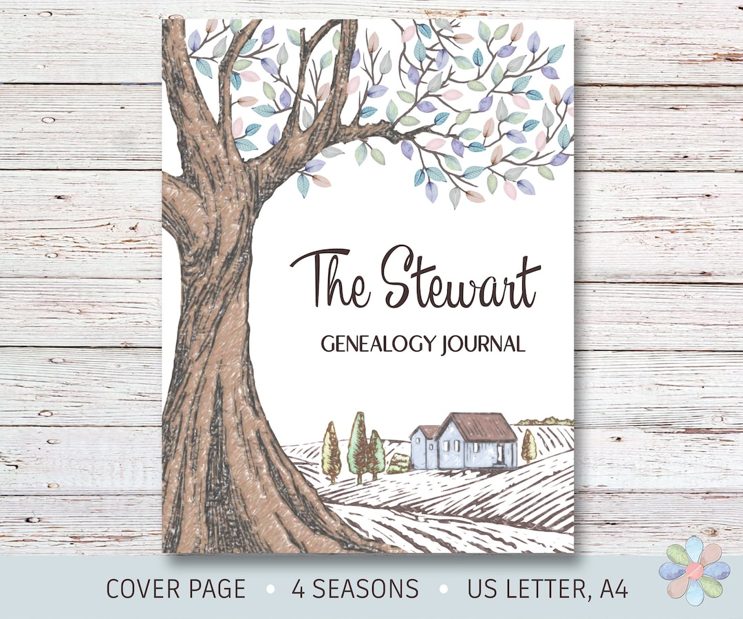 Cover Page for Notebook Ancestor Profile. Old Leafy Tree With House on ...