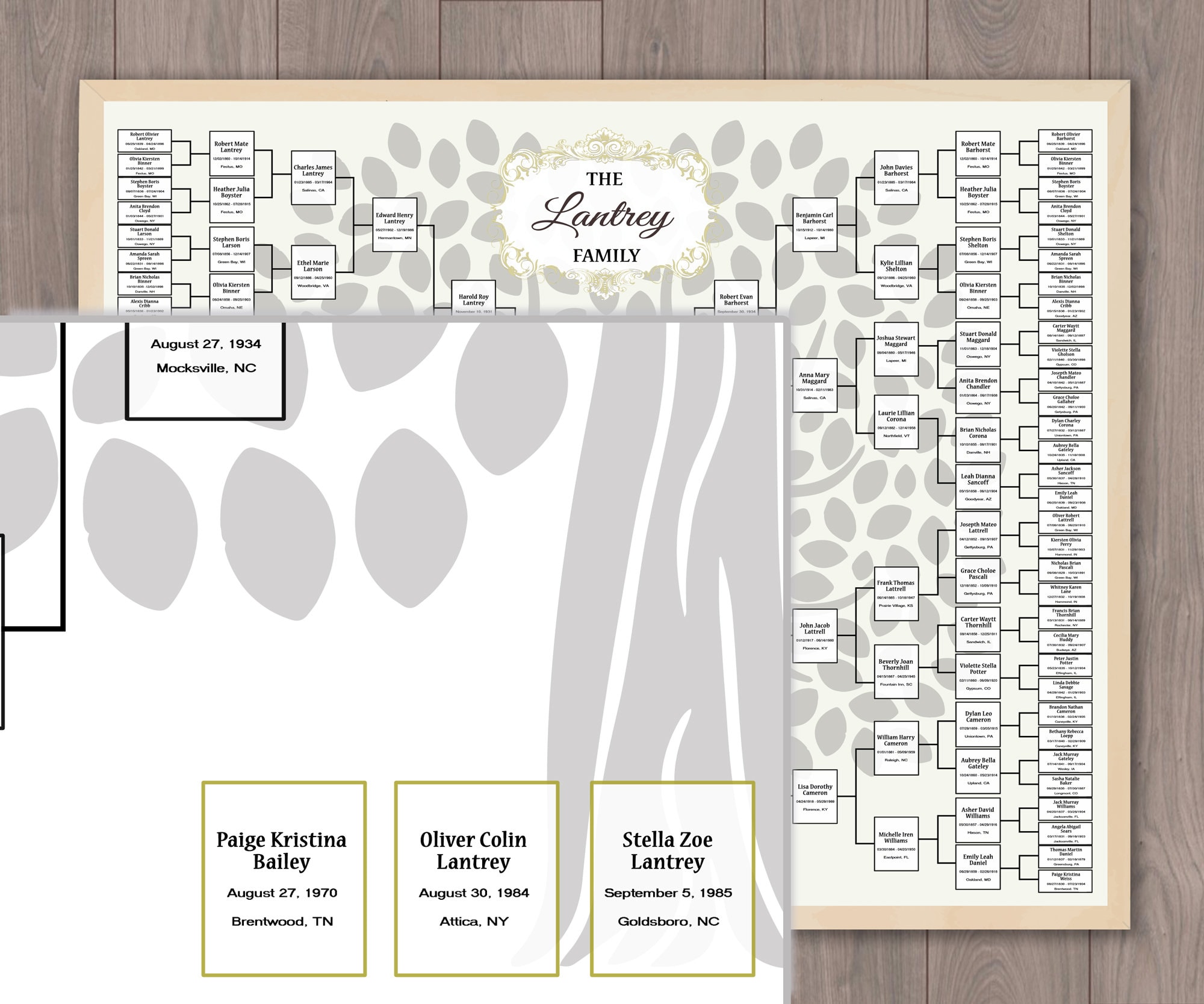 Family Tree Template for 6 Generations. Old Leafy Branched Tree Lantri ...