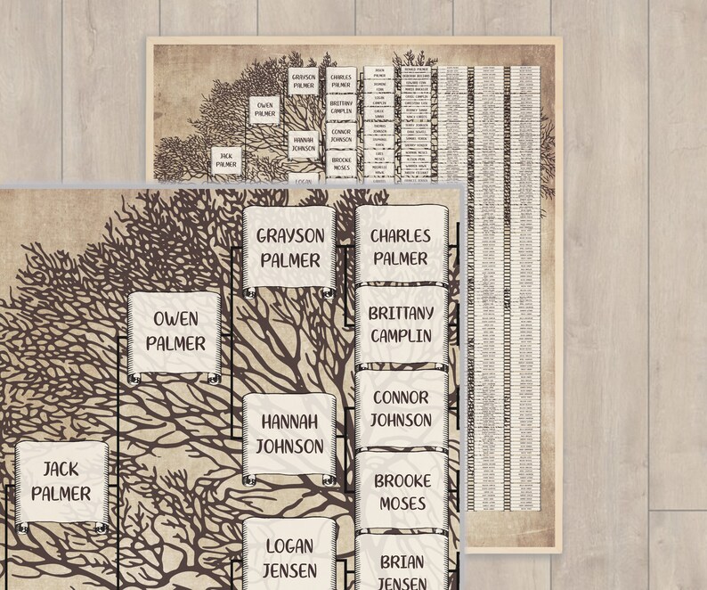 Family Tree Template for 9 Generations. Branched Black Poplar Palmi ...