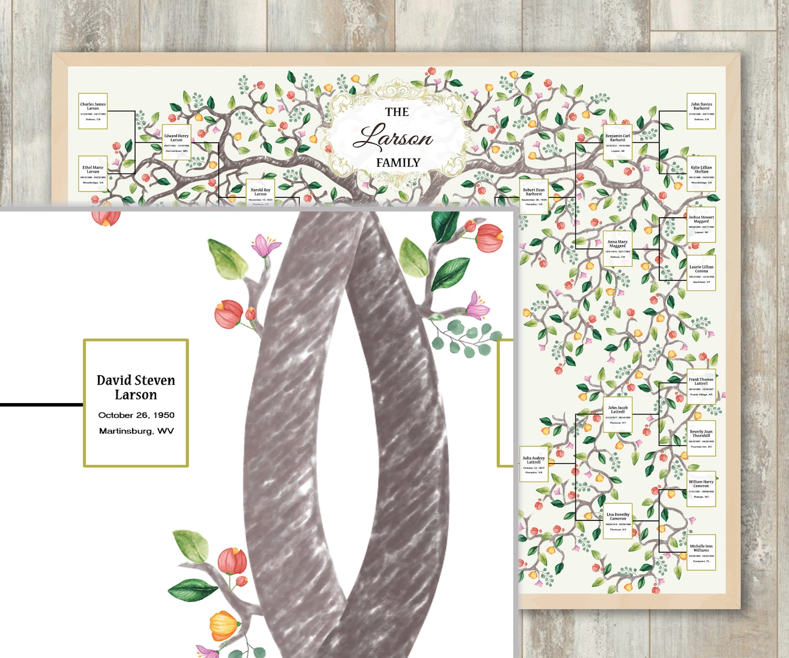 Family Tree Template for 4 Generations. Two Intertwining - Etsy Australia
