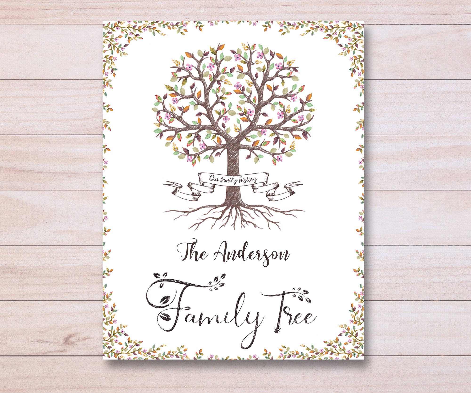 Family Tree Notebook Cover Page: Leafy Tree With Banner Our History ...