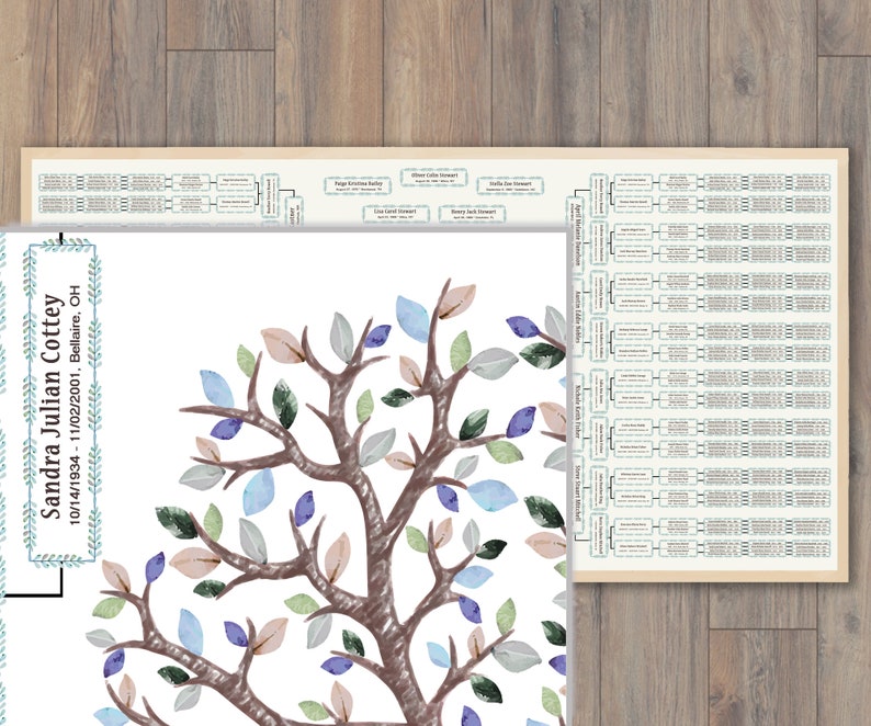 Family Tree Template for 8 Generations. Tree With Roots Large Winter ...