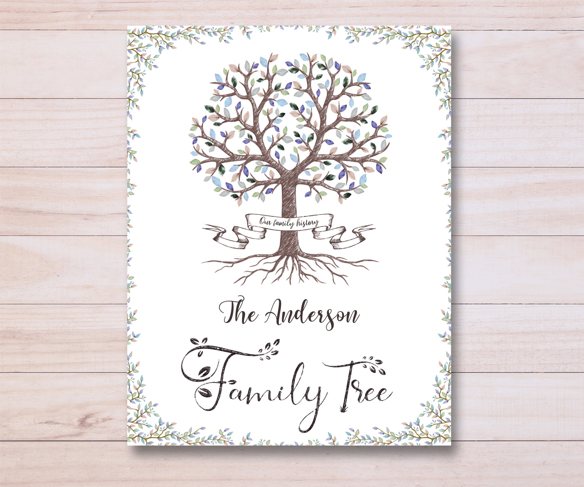 Family Tree Notebook Cover Page: Leafy Tree With Banner Our History ...