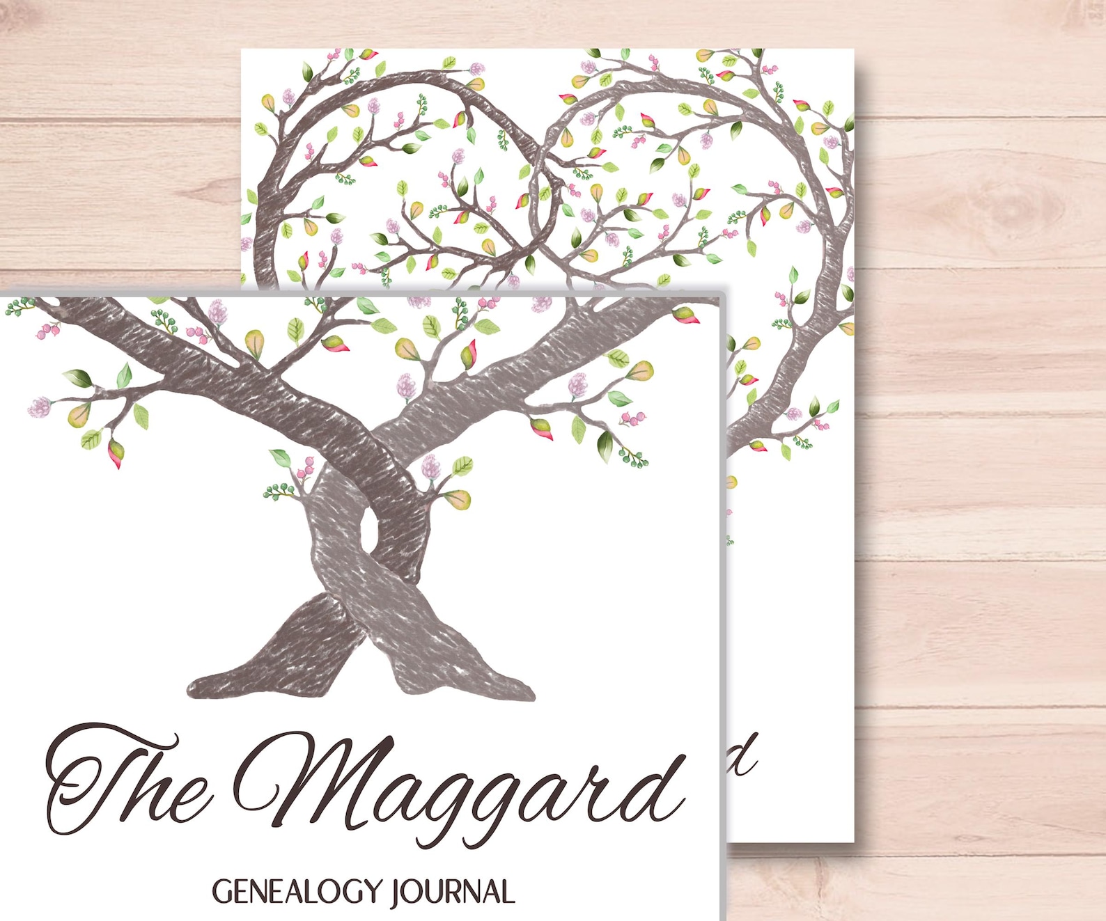 Two Intertwining Heart Trees Maggi Cover Page. Notebook Ancestor ...