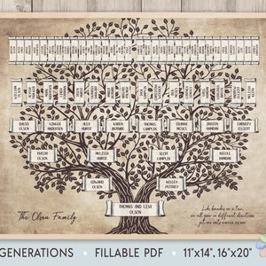 Family Tree Template for 6 Generations. Leafy Old Tree Family Tree ...