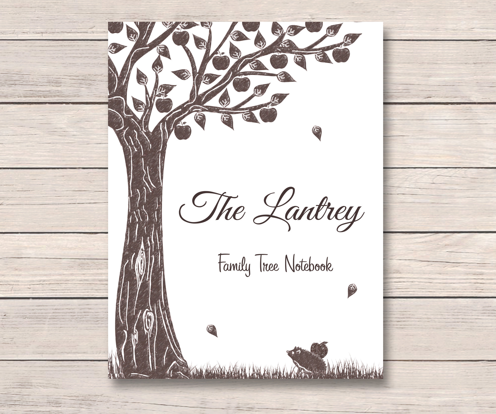 Cover Page for Notebook Ancestor Profile. Leafy Apple Tree With ...