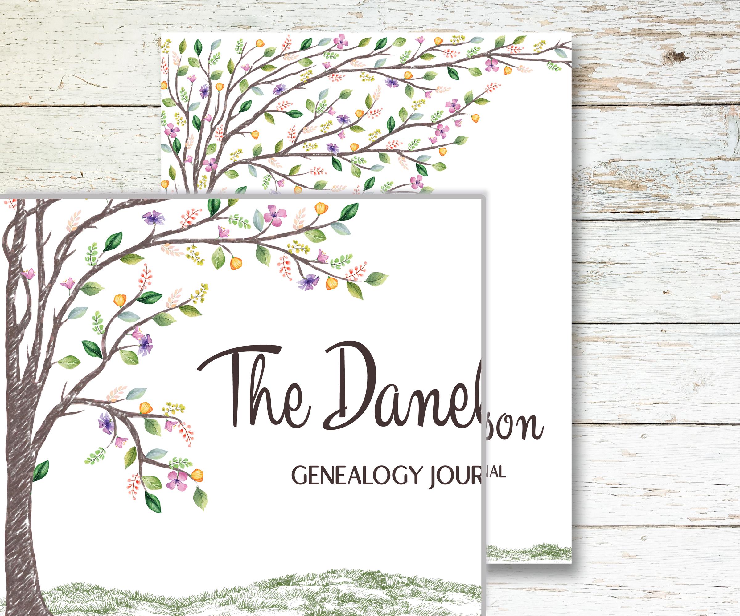 Family Tree Notebook Cover Page: Leafy Summer Tree on Grass Daneli ...
