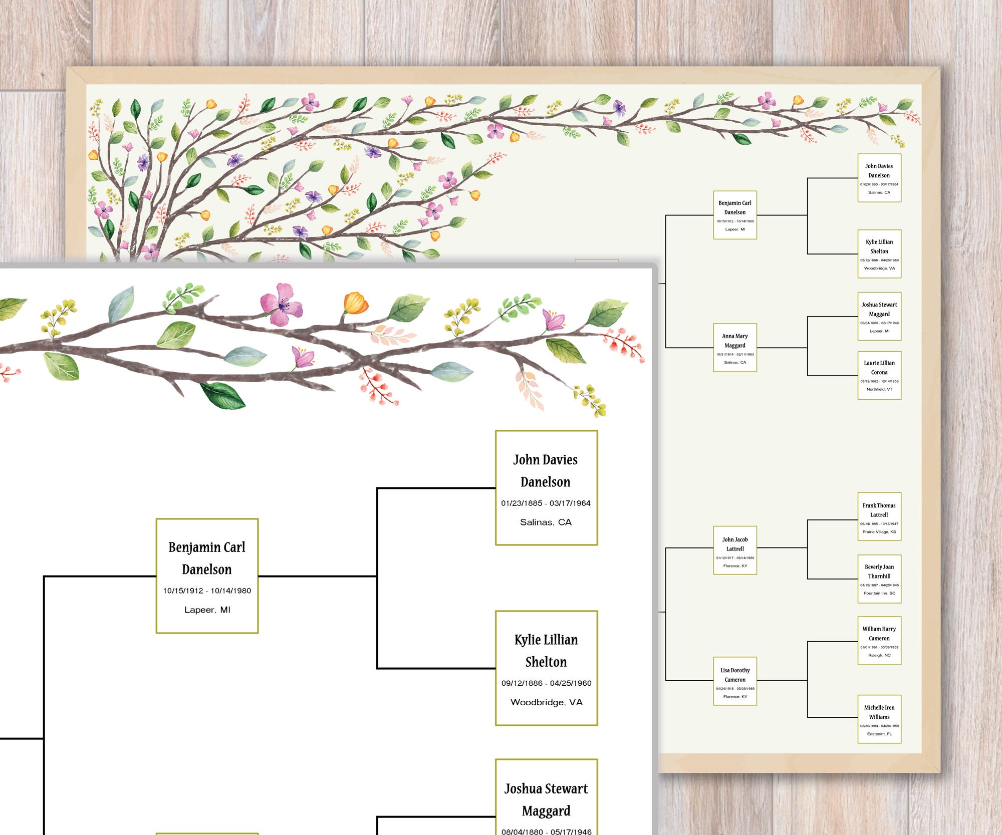 Family Tree Template for 4 Generations. Leafy Dani Genealogy - Etsy Canada