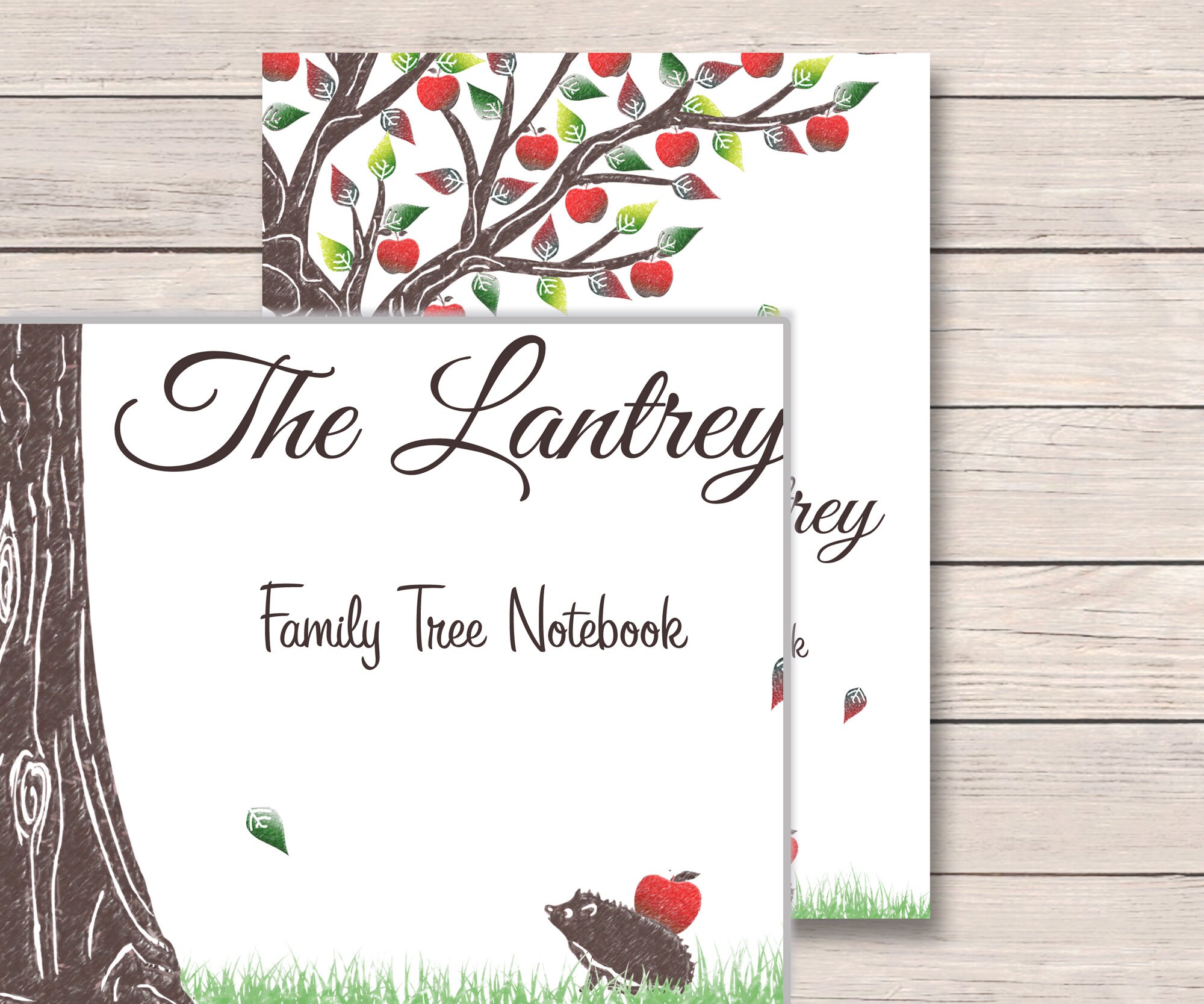 Cover Page for Notebook Ancestor Profile. Leafy Apple Tree With ...