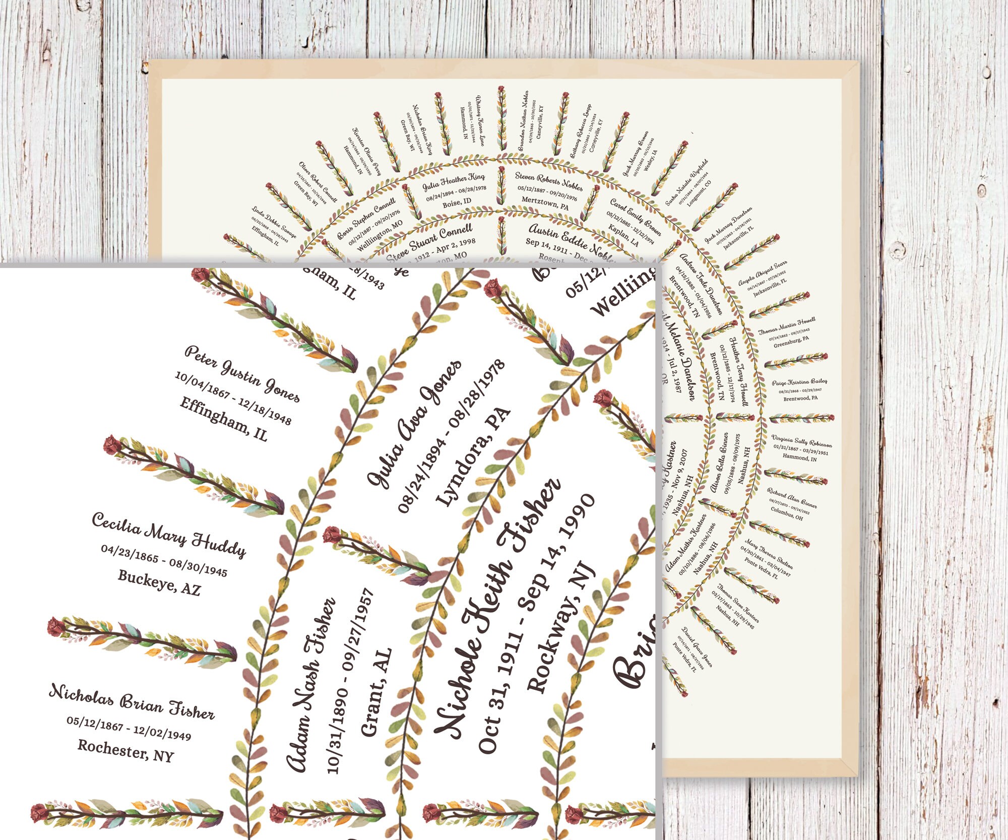 Family Tree Chart for 4 to 5 Generations. Round Tree With - Etsy