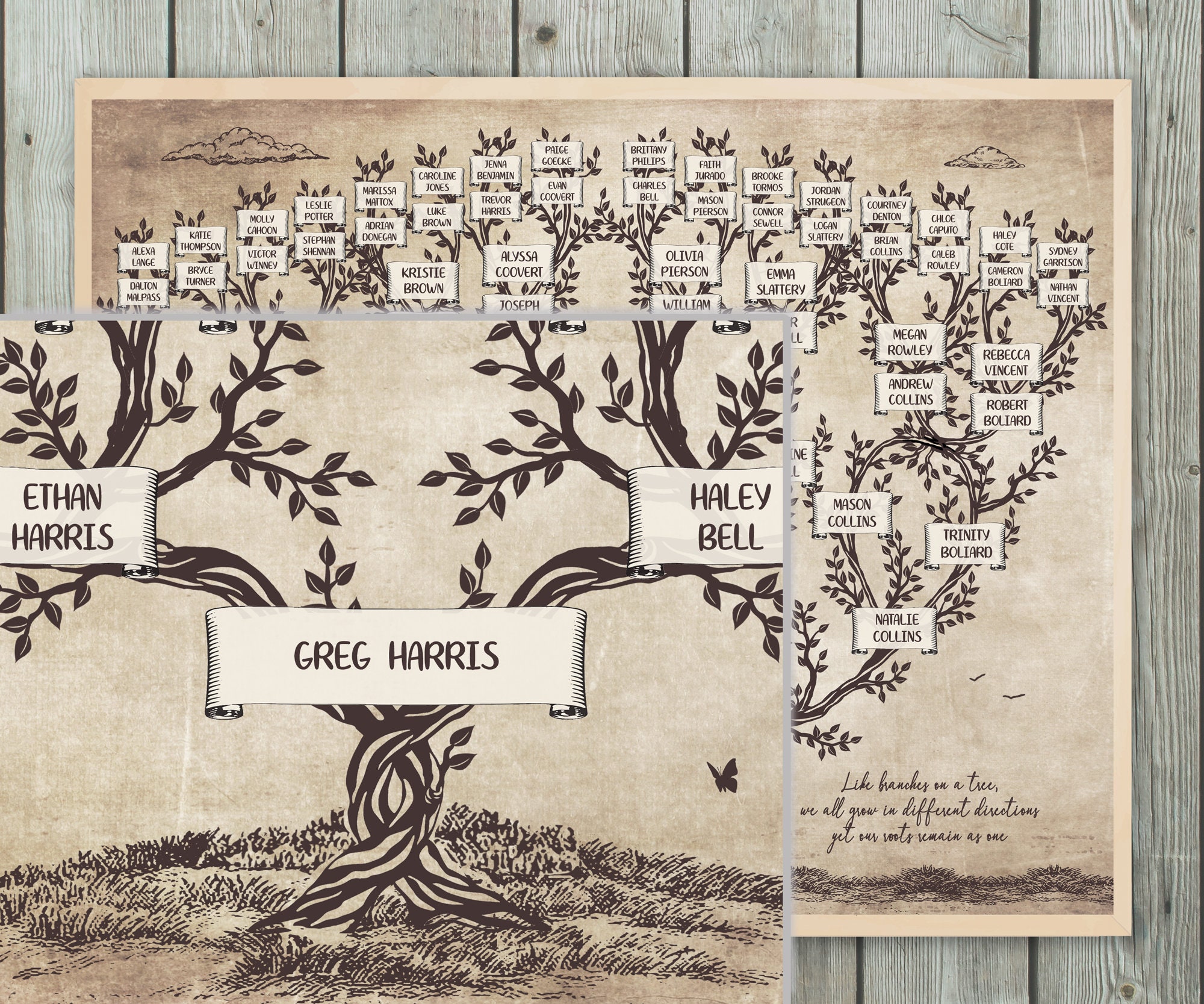 6 Generations Family Tree Template: Tree With Grass and Clouds ...