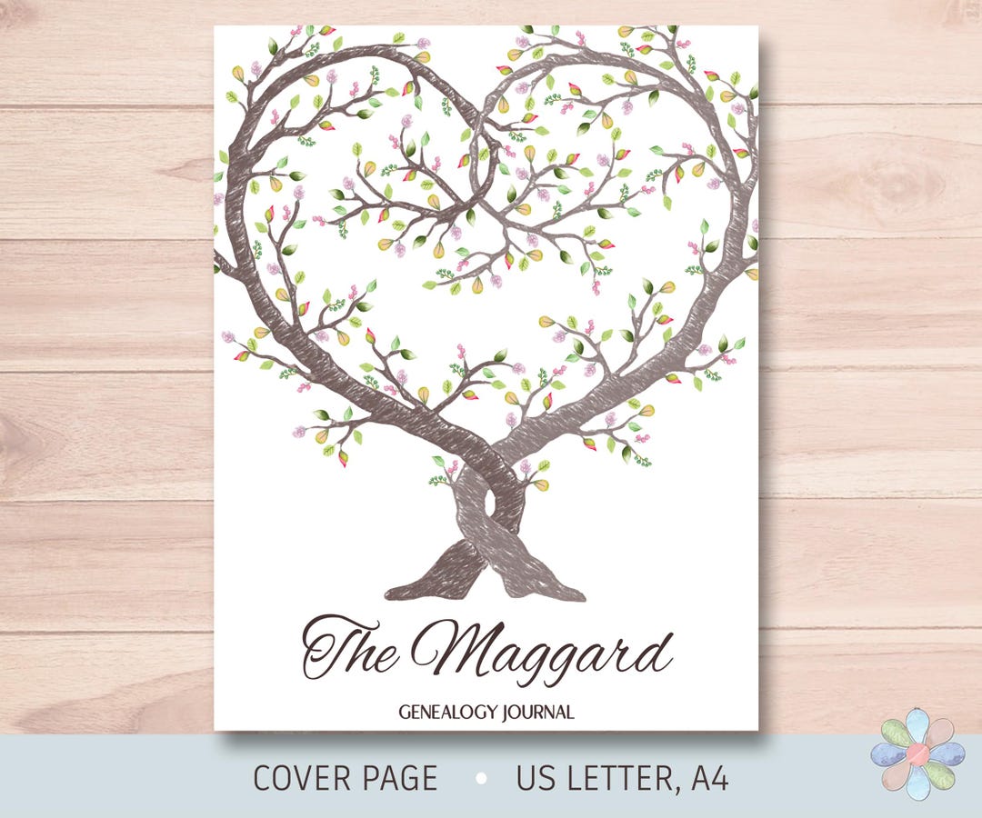 Two Intertwining Heart Trees Maggi Cover Page. Notebook Ancestor ...