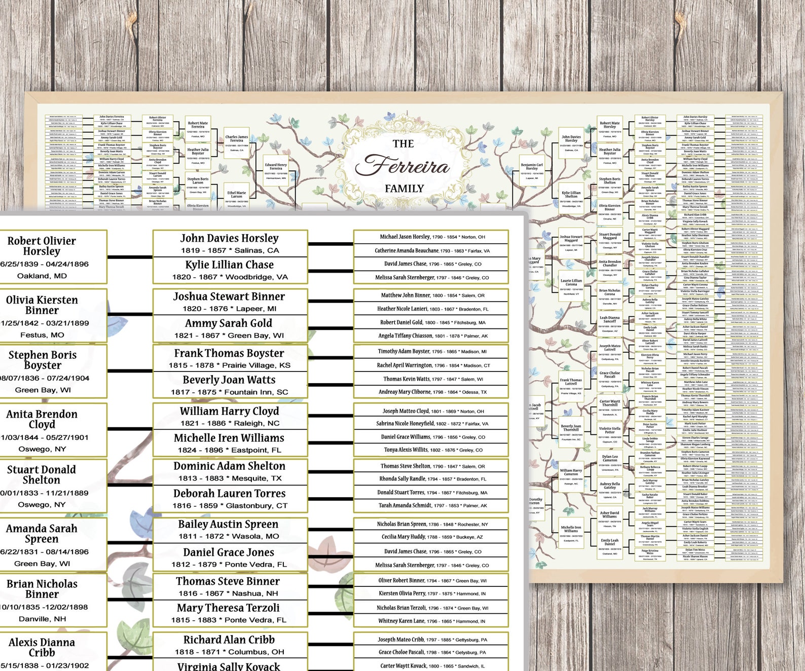 Family Tree Template for 8 Generations. Branched Tree Winter Ferri ...