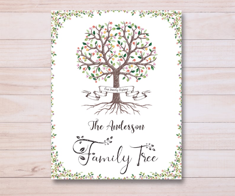 Family Tree Notebook Cover Page: Leafy Tree With Banner Our History ...