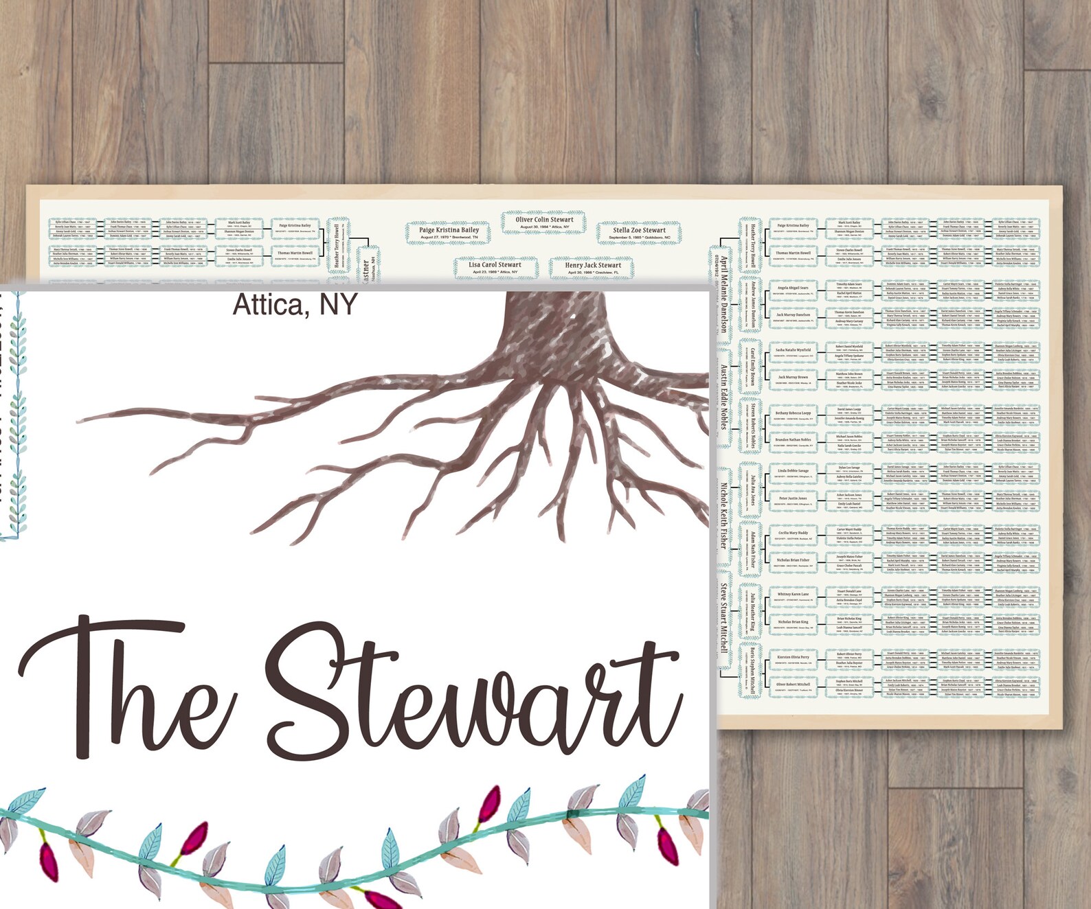 Family Tree Template for 8 Generations. Tree With Roots Large Winter ...