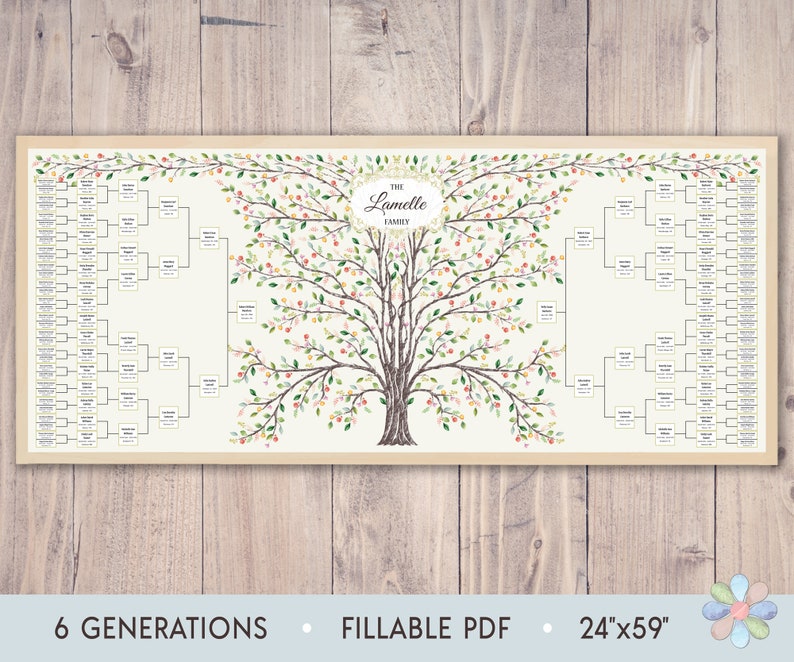 Family Tree Template for 6 Generations. Large Summer Lammi Family Tree ...
