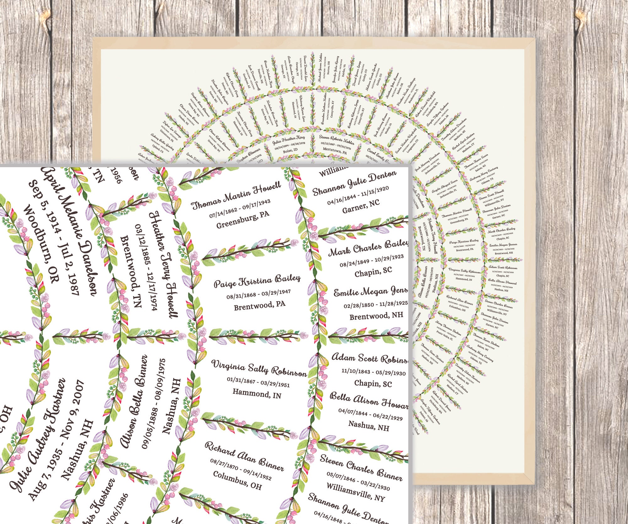 Family Tree Chart for 6 Generations. Round Tree Walking Deer Conni Four ...