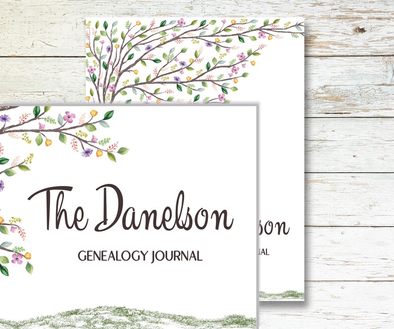 Family Tree Notebook Cover Page: Leafy Summer Tree on Grass Daneli ...