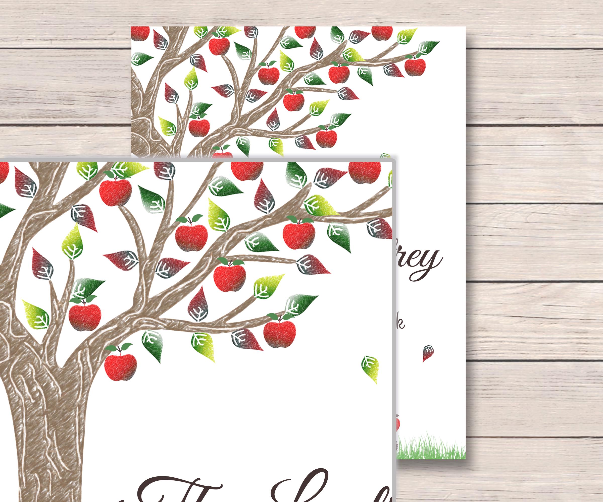 Cover Page for Notebook Ancestor Profile. Leafy Apple Tree With ...