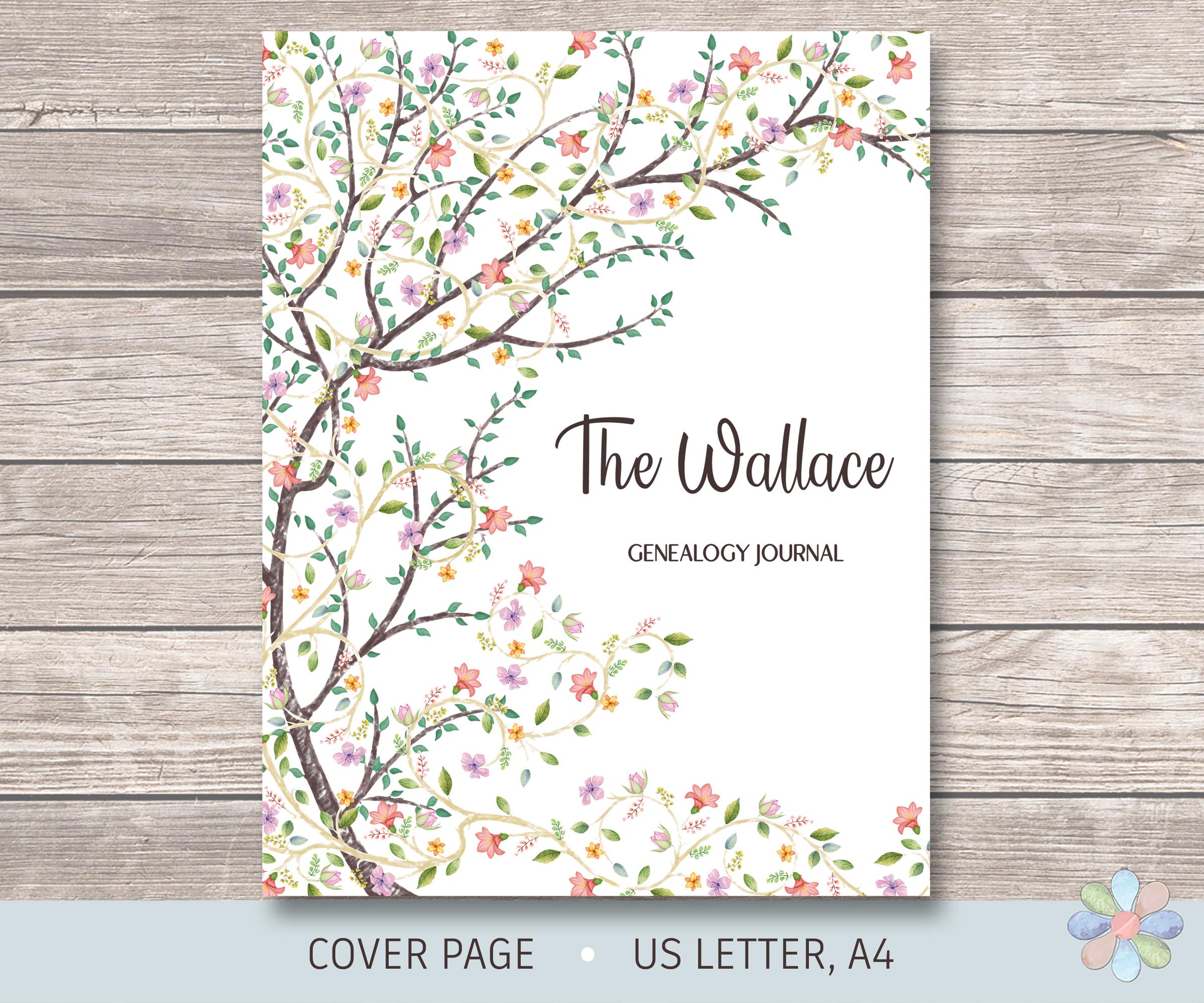 Family Tree Notebook Cover Page: Branched Tree With Leafy Ornament ...