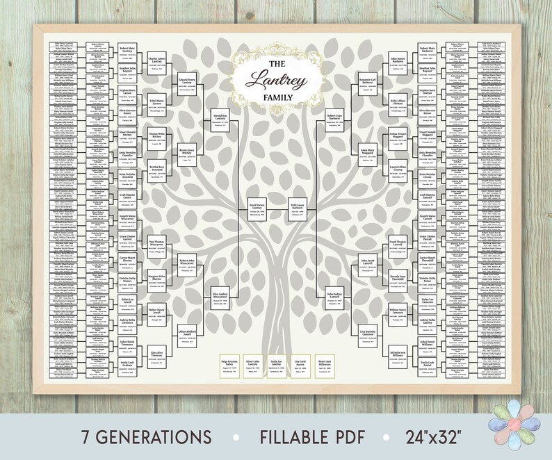 7 Generations Family Tree Template: Old Leafy Branched Tree Lantri ...