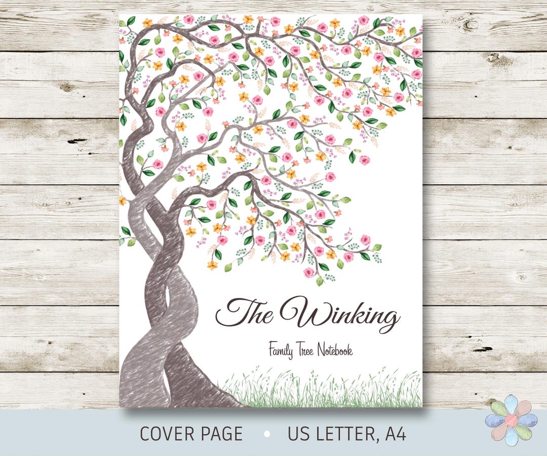 Couple Leafy Intertwining Trees Winki. Cover Page for Notebook Ancestor ...