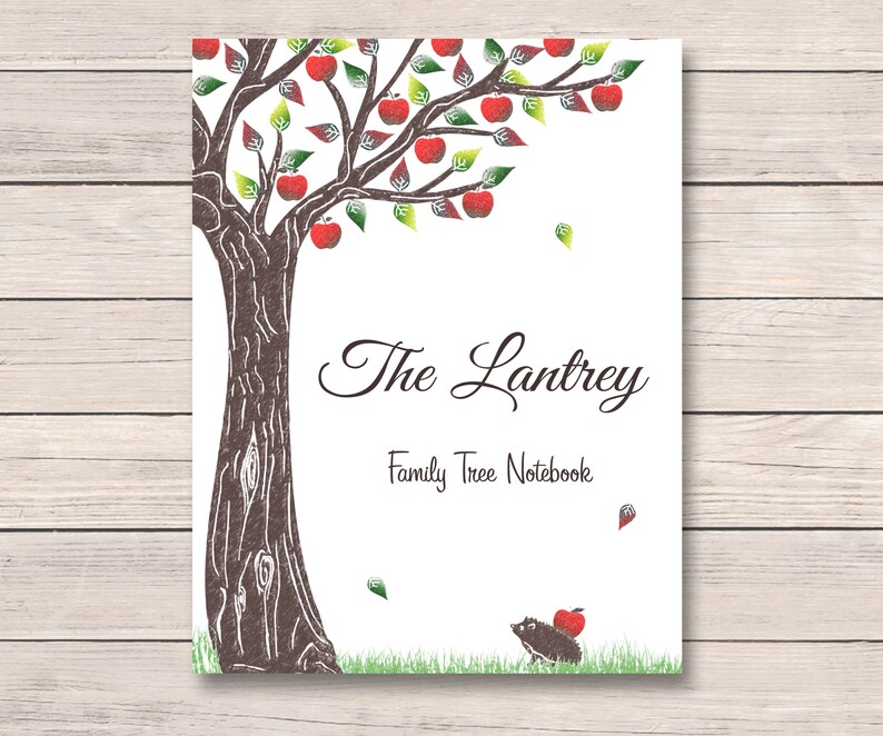 Cover Page for Notebook Ancestor Profile. Leafy Apple Tree With ...