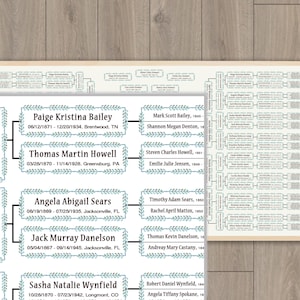7 Generations Family Tree Template: Large Winter Tree With Roots ...