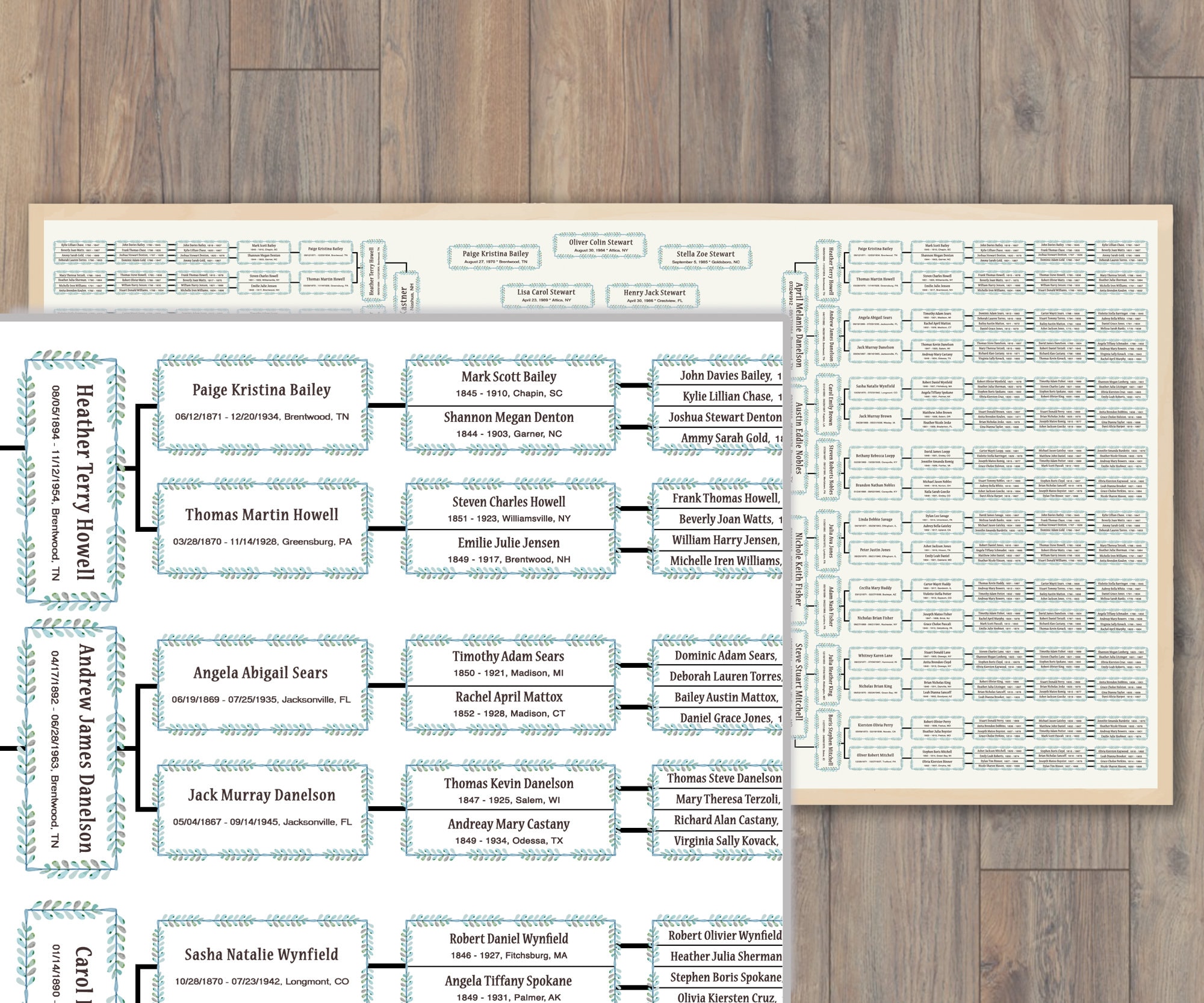 Family Tree Template for 8 Generations. Tree With Roots Large Winter ...