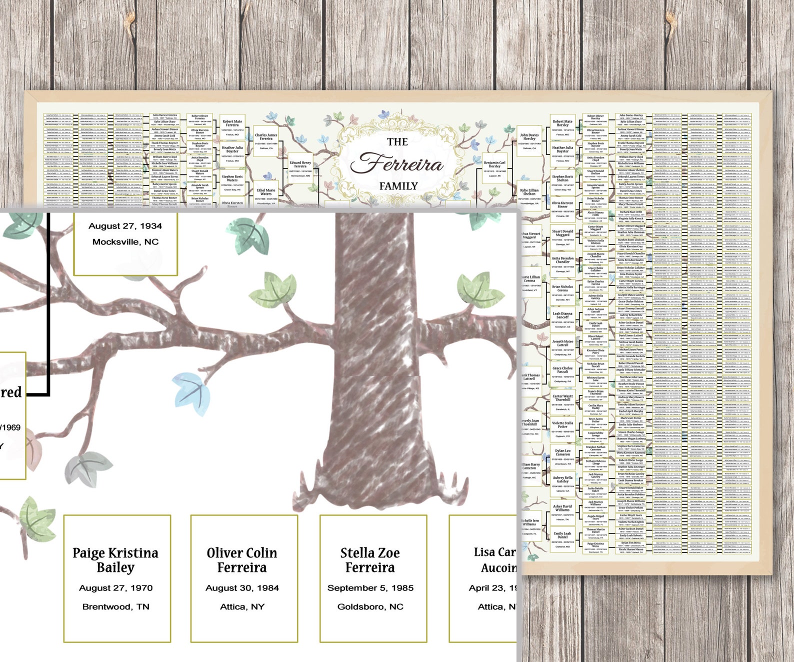 Family Tree Template for 9 Generations. Branched Tree Winter Ferri ...