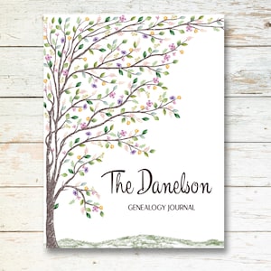Family Tree Notebook Cover Page: Leafy Summer Tree on Grass Daneli ...
