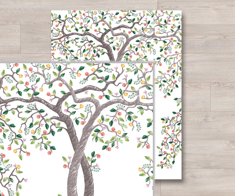 Family Tree Notebook Cover Page: Two Intertwining Leafy Branched Tree ...