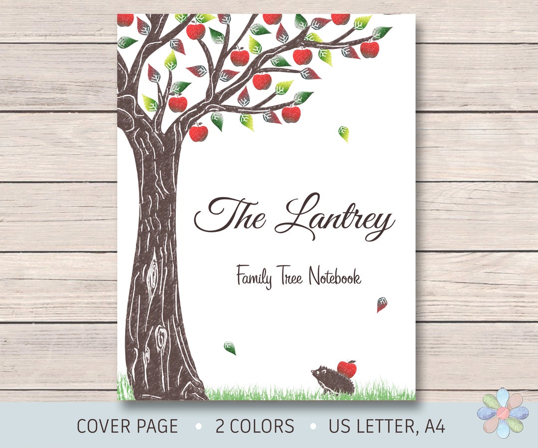 Cover Page for Notebook Ancestor Profile. Leafy Apple Tree With ...