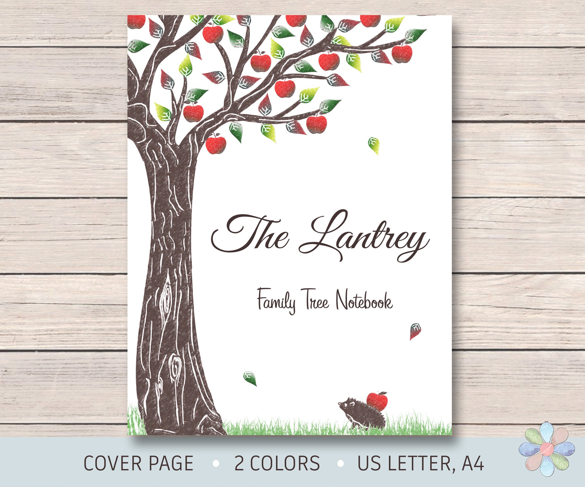 Cover Page for Notebook Ancestor Profile. Leafy Apple Tree With ...