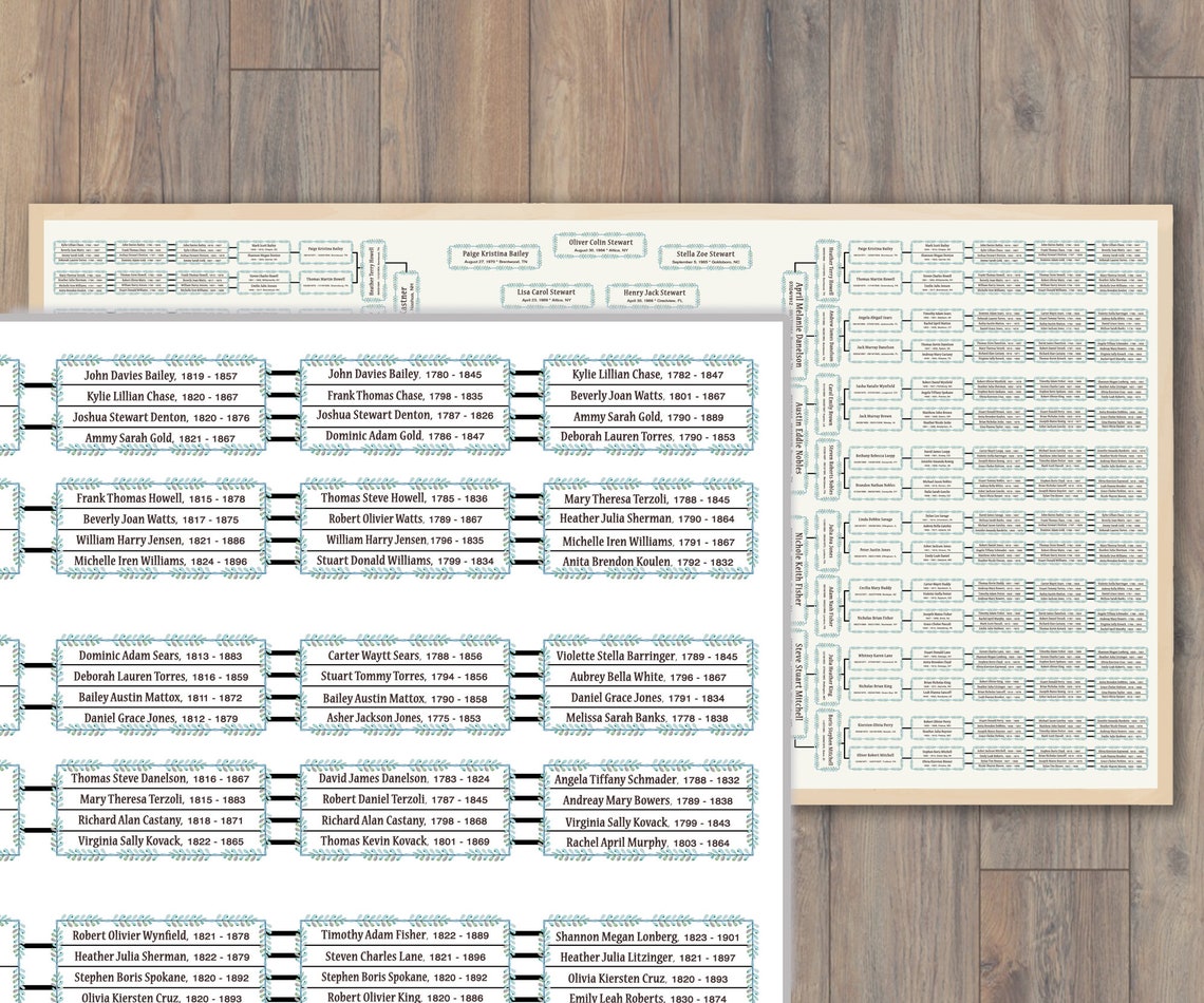 Family Tree Template for 8 Generations. Tree With Roots Large Winter ...