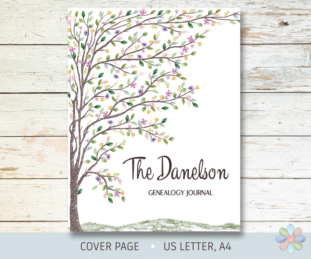 Family Tree Notebook Cover Page: Leafy Summer Tree on Grass Daneli ...