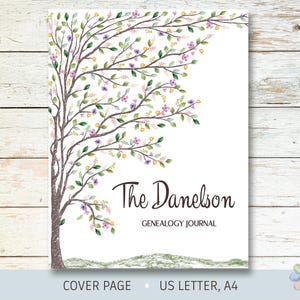 Family Tree Notebook Cover Page: Leafy Summer Tree on Grass Daneli ...