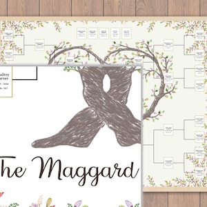 Family Tree Template for 4 Generations. Two Intertwining Heart Trees ...