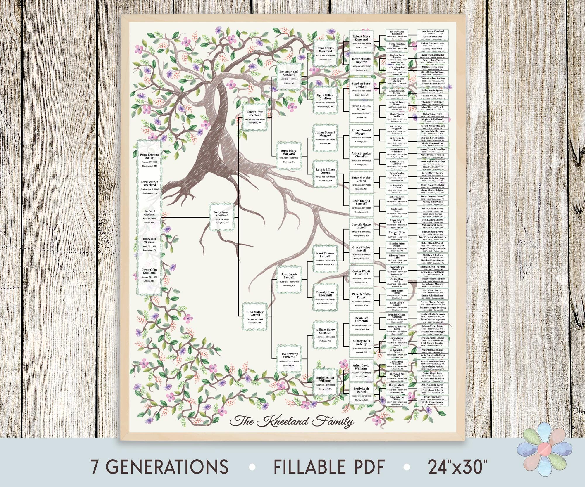 Family Tree Template for 7 Generations. Two Intertwining Trees Kneli ...