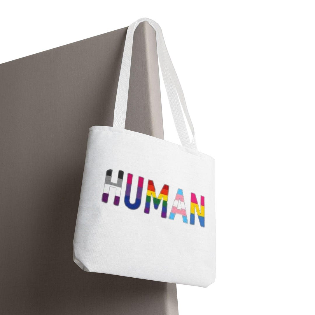 Colorful Human Pride Tote Bag, Rainbow Shopping Bag, Eco-friendly ...