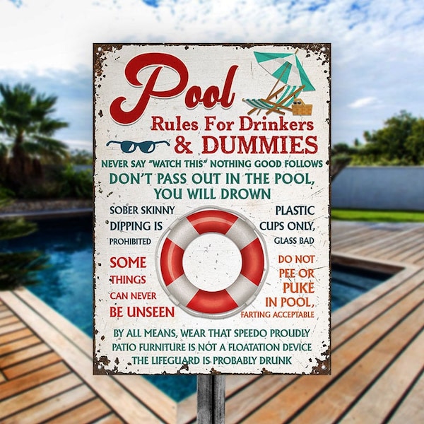 Funny Pool Signs - Etsy