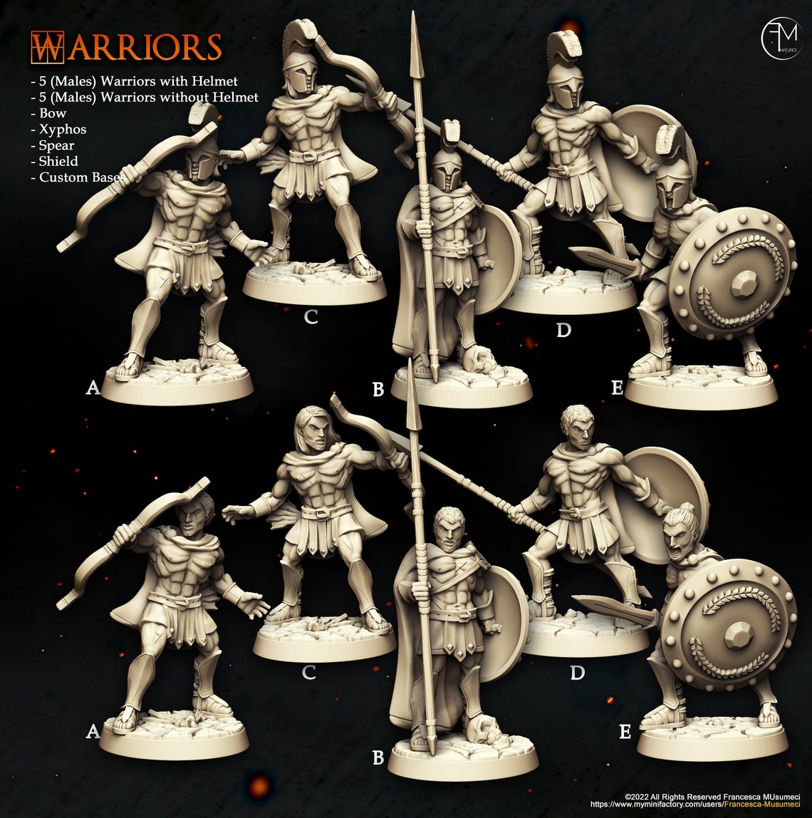 Spartan Male Warriors Dnd / RPG / Tabletop Games / Dungeons and Dragons ...