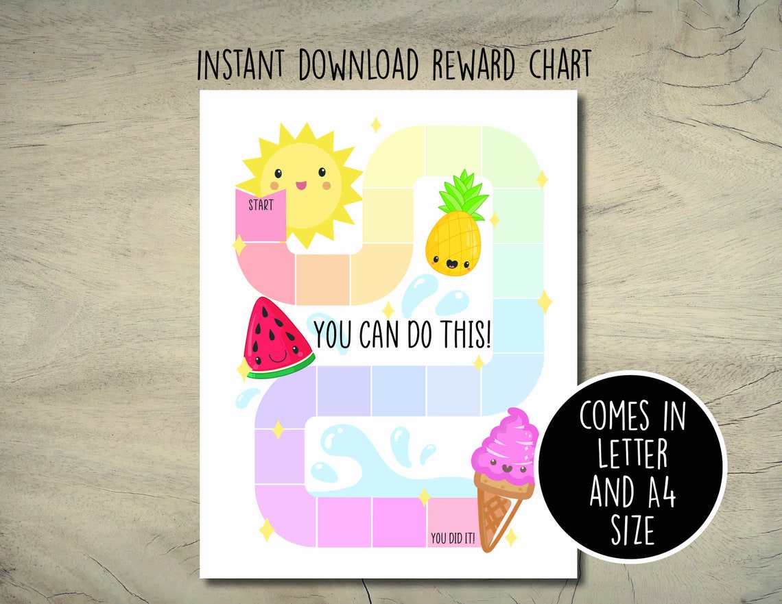 Reward Chart Summer Themed, Sticker Chart, Potty Chart, Sleep Chart ...