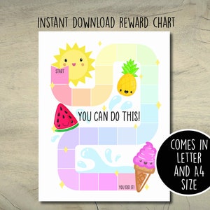 Reward Chart Summer Themed, Sticker Chart, Potty Chart, Sleep Chart ...